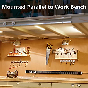 BTU Long Heavy Duty Power Strip 24 Outlet Large Metal Power Strip Garage Workshop Commercial Industrial Power Strip with Circuit Breaker.10FT Cord 15A 125V 1875W (Black)