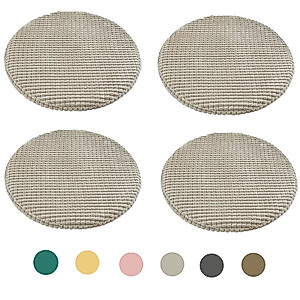 ZTGL 4 Pack Round Non Slip Cushions Seat Kitchen & Dining Office High Stool Chair Pads Memory Foam Seat Bar Pad ,Beige,40x40 cm