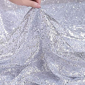 GFCC Glitter Silver Sequin Tablecloth for Party Wedding Banquet 60x120 inch Sparkly Rectangle Table Cloth Cake Table Cover Linen