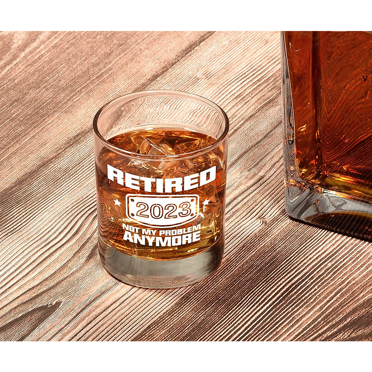 2023 Retirement Gifts for Men, Funny Retired 2023 Not My Problem Any More Whiskey Glass Gift, Happy Retirement Gifts for Office Coworkers, Boss, Dad, Husband, Brother, Friends