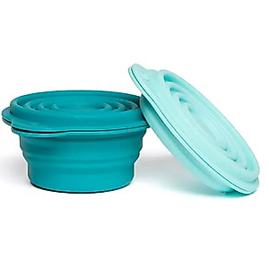 Core Home 12 oz. Round Collapsible Silicone Food Storage Containers with Lids, Set of 2, Blue
