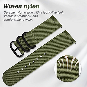 uEmoh Watch Bands, Quick Release Nylon Watch Straps for Men Women, Watch Bands of Multiple Colors & Width(18mm, 20mm, 22mm) (20mm, ArmyGreen)