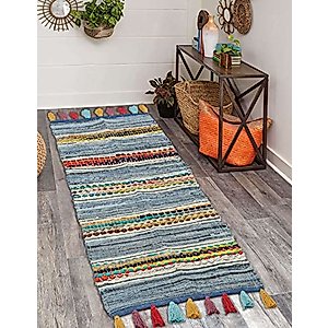 The Home Talk Recycled Denim Area Rug | Carpets Suitable for Living Room, Bedroom, Dining Room, Home Décor | Handcrafted Rugs | Non-Skid | Bohemian Contemporary | 2’ x 5’ | Denim Rag Store