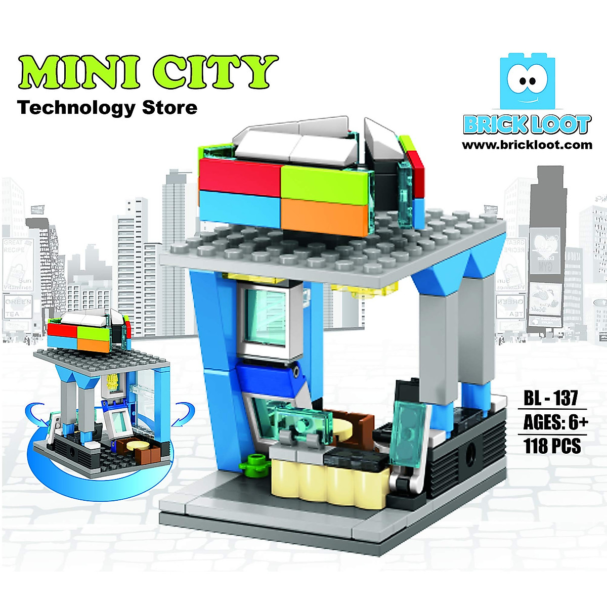 Brick Loot Exclusive Mini City Technology MS Windows 10 11 Store - Custom Designed Model! - Compatible with Lego City and Other Major Toy Building Block Brands