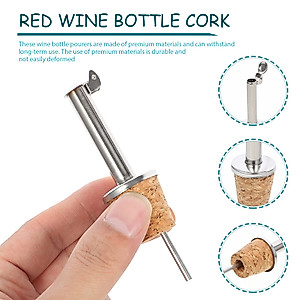 Tofficu 6Pcs Stainless Steel Wine Pourer Liquor Pour Spouts Set Cork Design Wine Bottle Stoppers with Dust Caps for Wine Olive Oil Coffee Vinegar Bottles