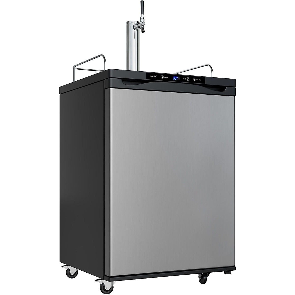 EdgeStar KC3000SS Full Size Kegerator with Digital Display - Black and Stainless Steel