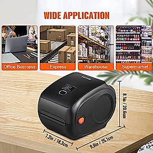 VEVOR Direct Bluetooth Thermal Label Printer HD(300DPI), All in One BT-USB Cable Dual-use Shipping Label Printer w/Automatic Label Recognition, Support Windows/MacOS/Linux/Chromebook/Android/iOS