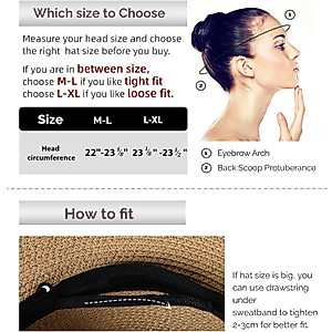 FURTALK Womens Beach Sun Straw Hat UV UPF50 Travel Foldable Brim Summer UV Hat Mixed Beige