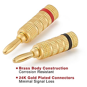 WGGE WG-3333 24k Gold Plated Speaker Banana Plugs-Closed Screw Type (10 Pairs (20 PLUGS))
