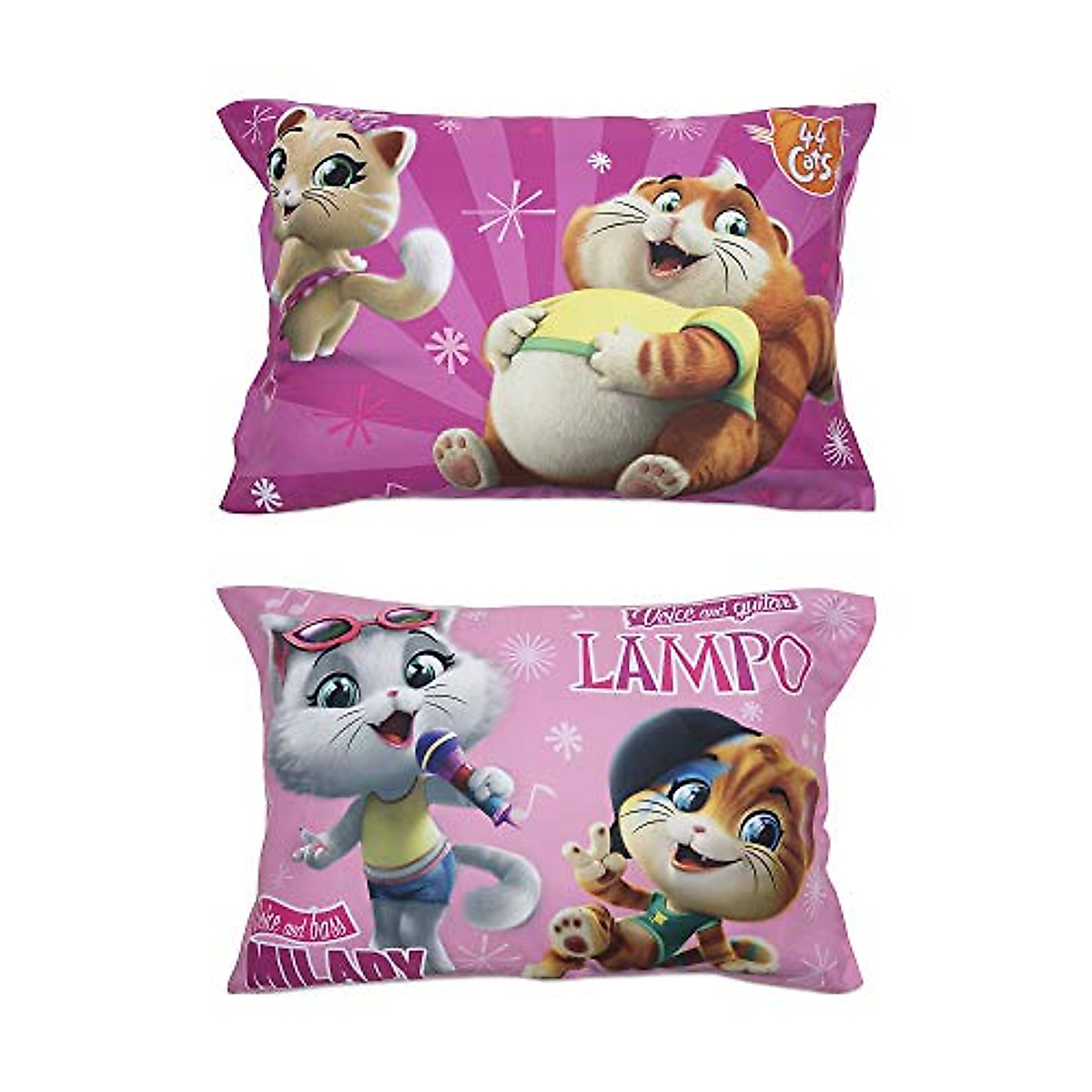 44 Cats 4 Piece Toddler Bedding Set - Includes Quilted Comforter, Fitted Sheet, Top Sheet, and Pillow Case, Pink (FFC102)