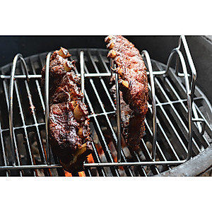 RSVP International Kitchen Roasting Pan Collection Durable Dishwasher Safe Stainless Steel, Reversible Rib/Roast Rack, 15.75x9.75x5.25"