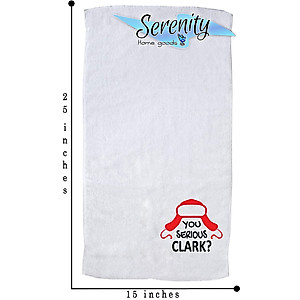 Christmas Decor | Decorative Kitchen and Bath Hand Towels | You Serious Clark | XMAS Winter Novelty | White Towel Home Holiday Decorations | Gift Present
