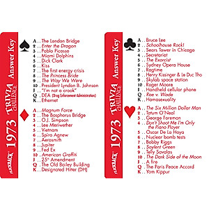 Flickback 1973 Trivia Playing Cards: 50th Birthday or Anniversary Cards