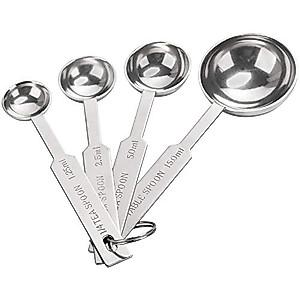 4PCS OstWony Measuring Spoons Set, Includes 1/4 tsp, 1/2 tsp, 1 tsp, 1 tbsp, Food Grade Stainless Steel measuring cups, Tablespoon and Teaspoon for Measure Liquid and Dry Ingredients