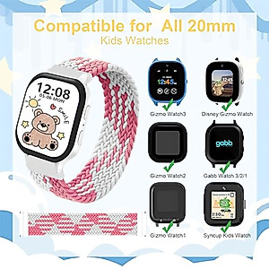 Khxriypha 2 Pack Nylon Braided Band Replacement for Kids Compatible with Gizmo Watch Edition/Gizmo Watch 3/2/1 Gabb Watch/SyncUP Watch 20mm Kids Breathable Solo Loop Stretchy Strap for Boys Girls