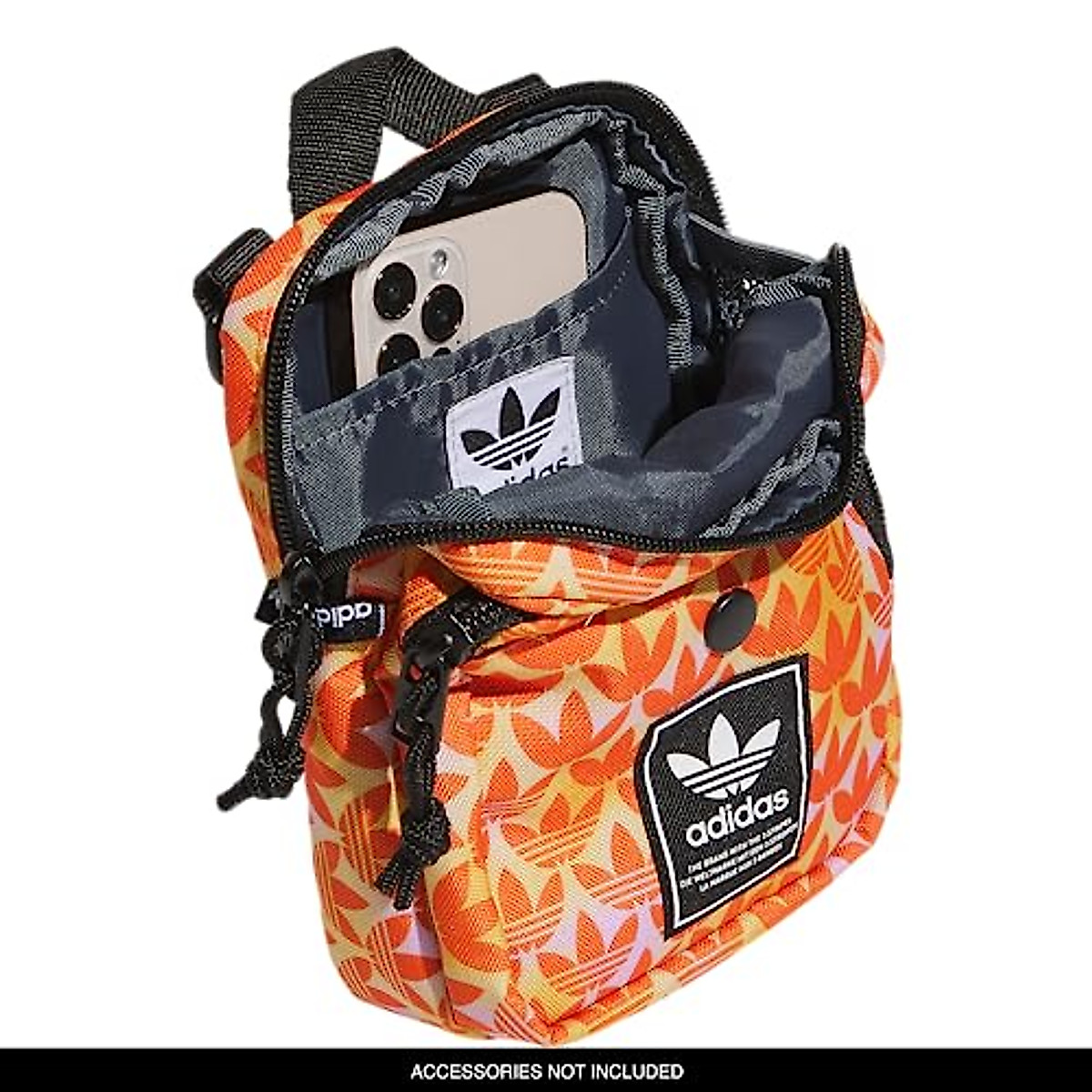 adidas Originals Utility Festival 3.0 Crossbody Bag, Gradient Monogram/Orange/Black, One Size