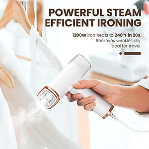 Portable Handheld Steam Garment Steamer Foldable: Effortless Wrinkle Clothes Steam Iron Removal 20-Second Fast Heat-up, 1200W, 120ml Water Tank for Home & Travel (120V Only, Not for Europe)