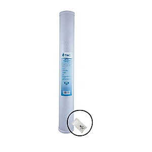 Tier1 5 Micron 20 Inch x 2.5 Inch Activated Carbon Block Whole House Water Filter Replacement Cartridge Kit with O-ring and Lubricant | Compatible with Pentek EP-20, 155529-43, Home Water Filter