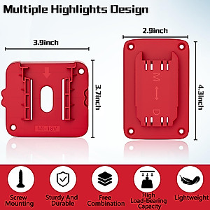 TAIRDA 10Packs Battery Holder Tool Holder, 5 Packs Battery Holder for Milwaukee M18 18v Battery, 5 Packs Tool Holder Wall Mount for Milwaukee M18 18v Tools
