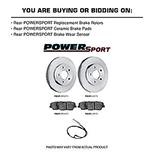 PowerSport Rear Brakes and Rotors Kit |Rear Brake Pads| Brake Rotors and Pads| Ceramic Brake Pads and Rotors |fits 2007-2010 Mini Cooper