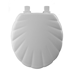 Mayfair Shell Sculptured Molded Wood Toilet Seat Featuring Easy Clean & Change Hinges and STA-TITE Seat Fastening System, Round, White, 22ECA 000