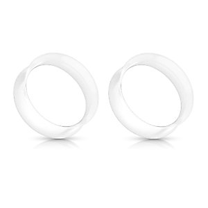 Pierced Owl White Ultra Thin Silicone Double Flared Saddle Tunnels, Sold as a Pair (16mm (5/8"))