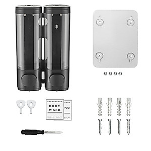 Shampoo and Conditioner Dispenser,Unisense Shower Soap Dispenser 2 Chamber No Drill Wall-Mounted Shampoo Dispenser for Shower Wall Mounted Shower Dispenser for Bathroom Hotel Large Capacity,Black