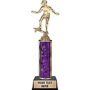 Crown Awards Skateboard Rider Trophies, Personalized Purple Skateboard Rider Trophy with Custom Engraving