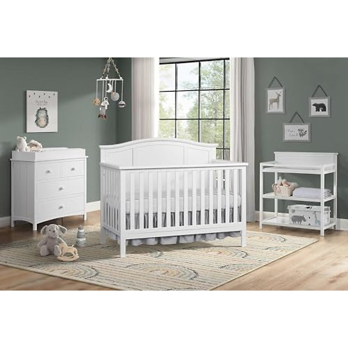 Oxford Baby Emerson 4-in-1 Convertible Crib, Snow White, GreenGuard Gold Certified