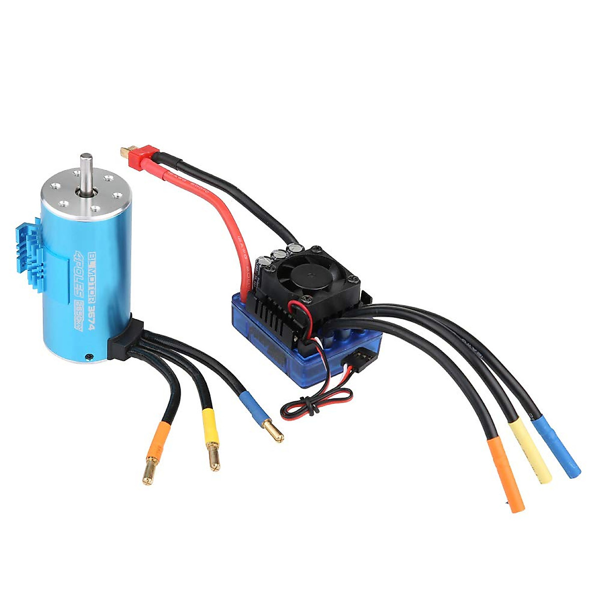 Drfeify RC Waterproof Motor, 4 Pole 12 Slot 3674 2250/2650KV Brushless Motor for RC Off-Road Car(2650KV Motor + 120A ESC + Heatsink)