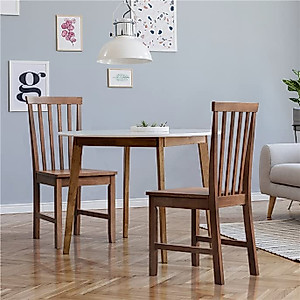 ERGOMASTER Dining Chairs Set of 4 Slat Back Walnut Wood Restaurant Chairs Traditional Side Chairs
