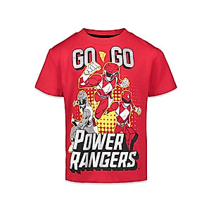 Power Rangers Toddler Boys 2 Pack Graphic Short Sleeve T-Shirt Red Grey 4T
