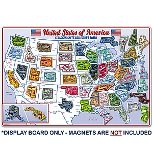 State Map Magnet Collector's Metal Display Board (Board Only), Made in U.S.A.