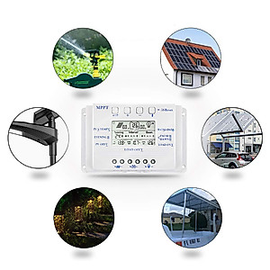 iSunergy Solar Charge Controller 30A Intelligent Solar Panel Battery Voltage Charge Regulator 12V/24V Auto Work with LCD Display for Off Grid Battery Charging