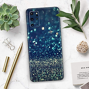 DesignSkinz Navy and Gold Unfocused Sparkles of Light Protective Vinyl Decal Wrap Skin Cover Compatible with The Samsung Galaxy S20 (Screen Trim & Back Glass Skin)