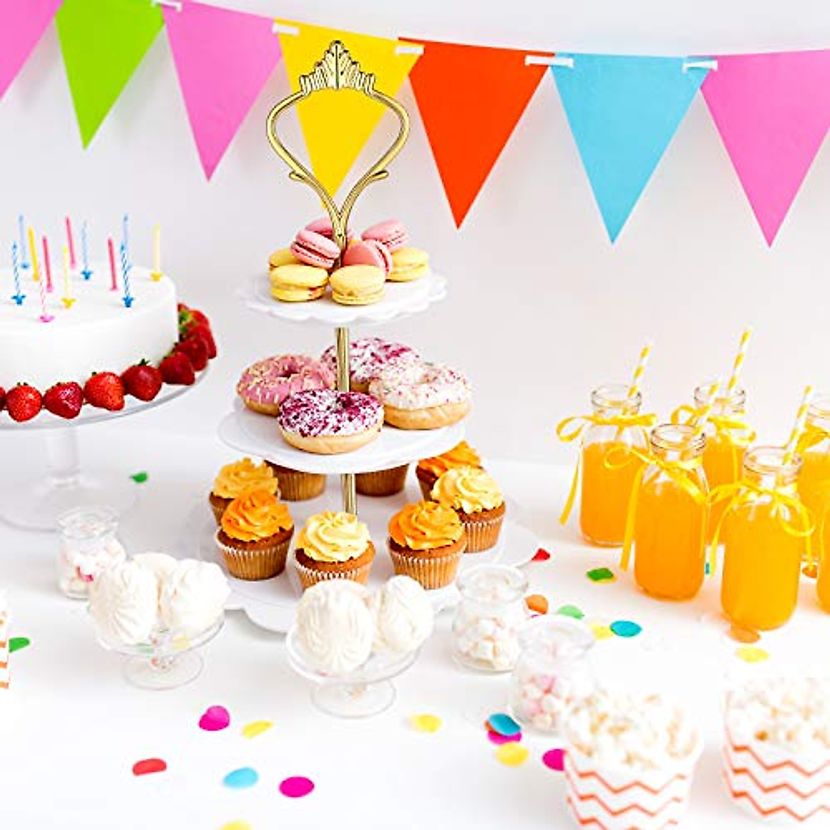 6 Sets Cake Stand Fittings Hardware Fittings Cake Tray Holder 3 Tiers Cake Stand Mold Crown for Resin Crafts DIY Making Cupcake Serving Stand Decoration (Black, Gold, Silver)