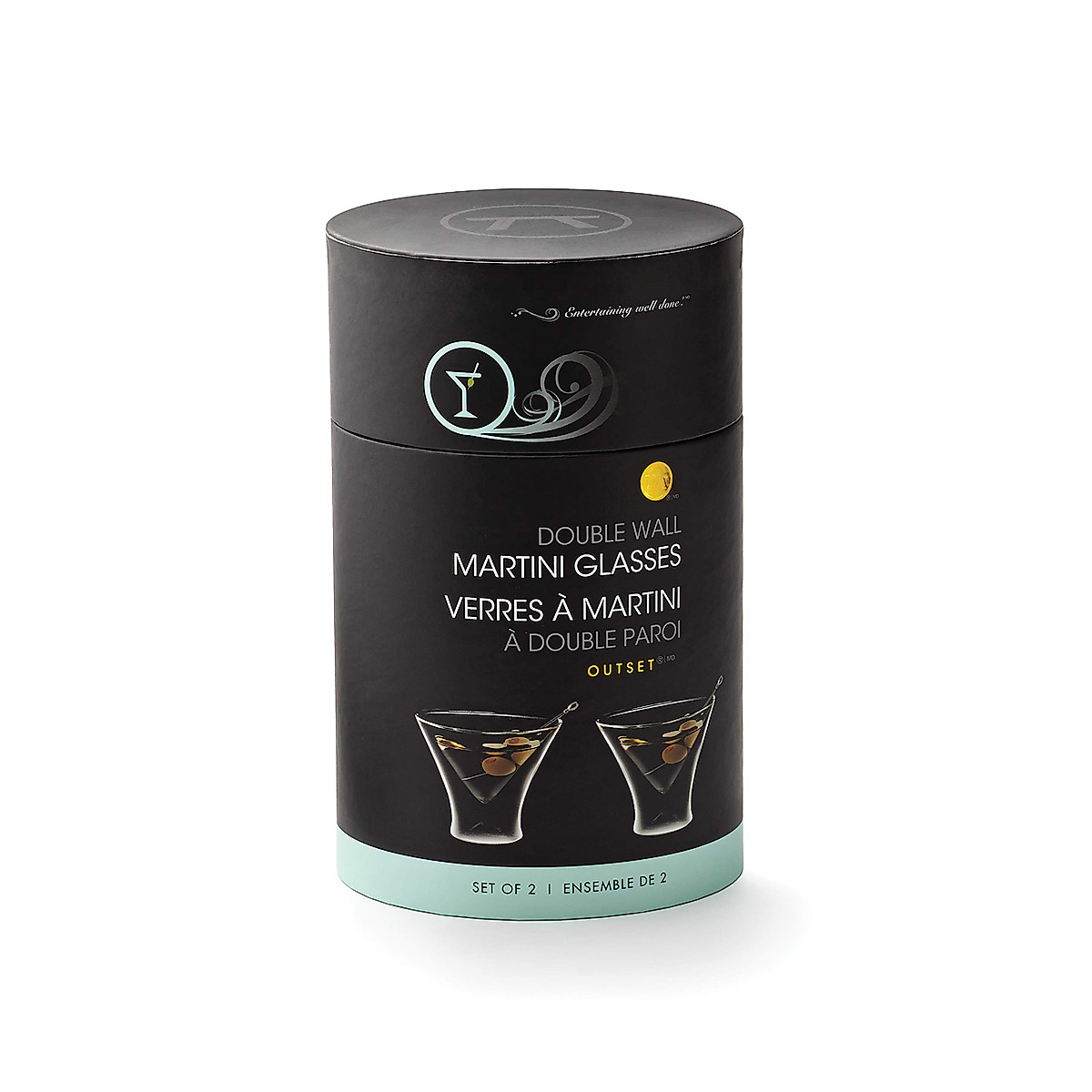 Outset Double Wall Glasses, Martini Glasses, Set of 2, Borosilicate Glassware