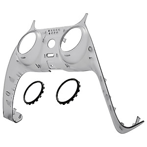 eXtremeRate Clear Black Decorative Trim Shell Compatible with p s 5 Controller, DIY Replacement Clip Shell, Custom Plates Cover Compatible with p s 5 Controller with Accent Rings