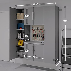 Prepac HangUps Work Storage Cabinet Set Q-4pc, 60 in. W x 72 in. H x 16 in. D, Light Gray, 30 Cubic Feet