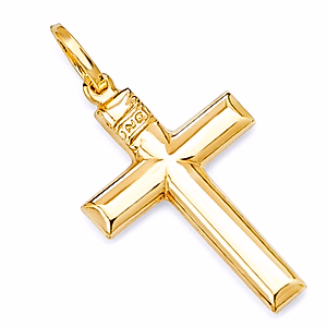 14k REAL Yellow Gold Religious Cross Charm Pendant