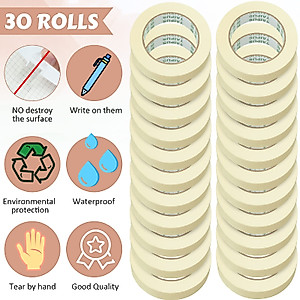 Masking Tape Bulk General Purpose Masking Tape 55 Yards Painting Tape for Painting Home Office School Stationery Arts Crafts Basic Use(30 Rolls,0.8 Inch)