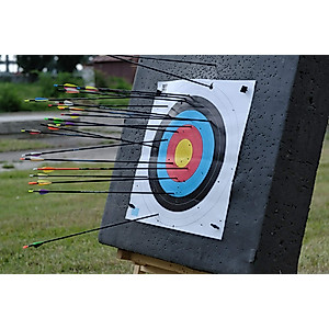 KHAMPA Archery Target for Backyard | 2x2 ft. Deluxe Double Layer Bow Target | includes 2 Paper Targets and Push Pins for Crossbow or Compound Bows