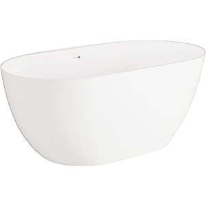 Signature Hardware 952997-59 Patera 59" Resin Soaking Freestanding Tub with Integrated Drain and Overflow
