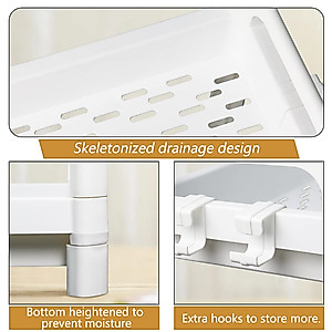 Layway Multipurpose Under Sink Storage Rack for Closet Cabinet,Under Bathroom Kitchen Sink Organizer,2 Tier Countertop Collection Baskets Shelf with Hooks for Home Office (White)
