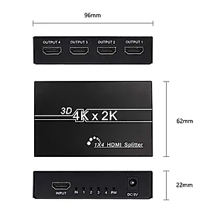 VSVABEFV 4K HD HDMI Switch, 4 Ports 4K x 2K HDMI 2.0 Switcher Hub Port Switches with IR Wireless Remote, for Mackbook HDTV Laptop Xbox 360 PS4 PS5