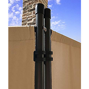 Room Divider 87" W x 65" H Beige | 4-Panel Folding Privacy Screen | Portable Room Partition | Garden Separation Paravent | Water Repellent Indoor & Outdoor Freestanding Wall