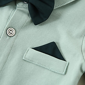 WESIDOM Baby Boy Clothes 0-18M Newborn Infant Gentleman Outfit, Shirt+Bowtie+Beret+Suspender Pant Baby boy Suit Clothing Set