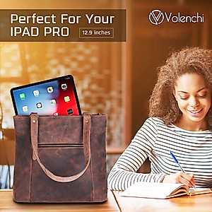 VALENCHI-Leather Shoulder Bag with Front and Back Zipper pocket with Large storage capacity (Brown Vintage)