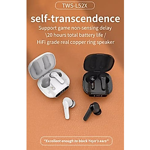 Wireless Earbuds, Bluetooth Ear Buds HiFi Stereo Sound Deep Bass Headphones with LED Charging Case for T-Mobile REVVL 6 Pro Touch Control, Noise Cancelling Mic, IPX7 Waterproof Earphones