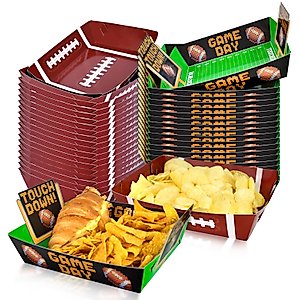 Gatherfun Football Party Supplies Kit for 36: Large Football Food Plates, Disposable Bowls,Nacho Trays - Ideal Football Party Decorations and Favors for Birthday and Tailgate Partie